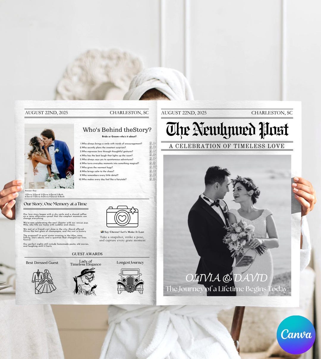 Editable Wedding Newspaper Template, Custom Wedding Program Printable ...