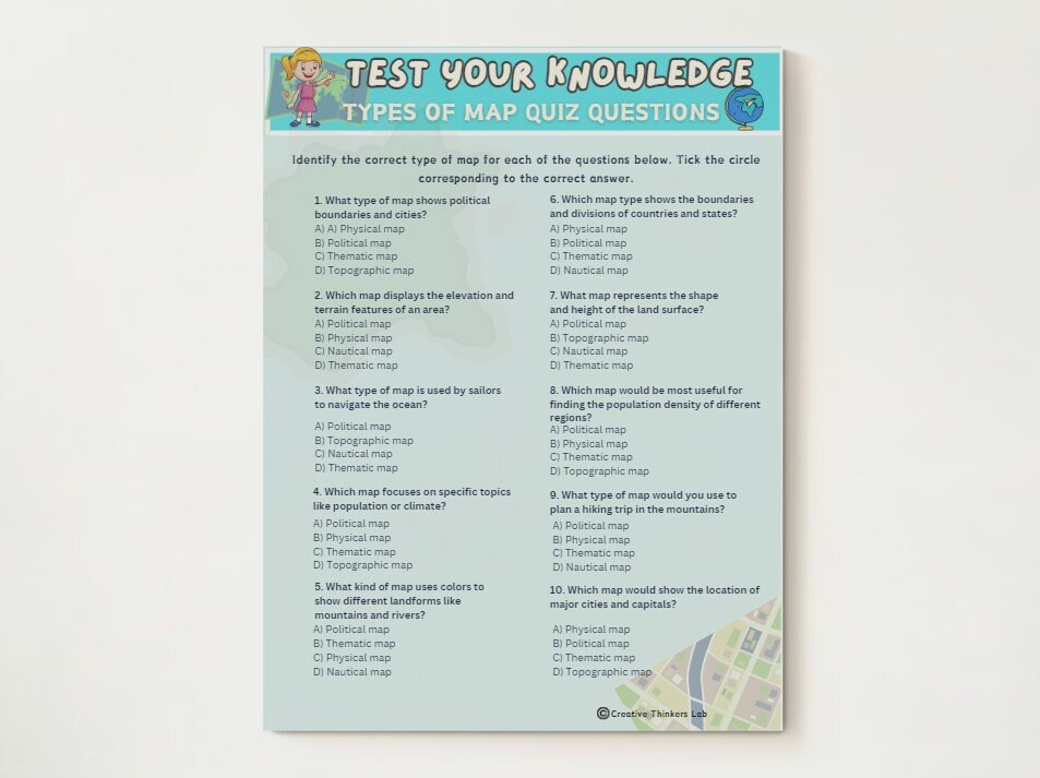 Types of Maps Skills Poster and Worksheets, Montessori Types of Maps ...