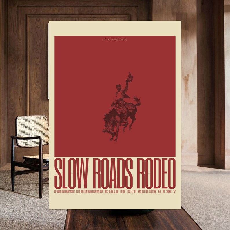 Red Wild West Americana Rodeo Poster Print Western Cowboy Graphic Wall ...