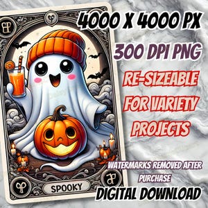 Spooky Ghost Tarot Card PNG | Halloween Ghost Design PNG | Spooky Vibes ...