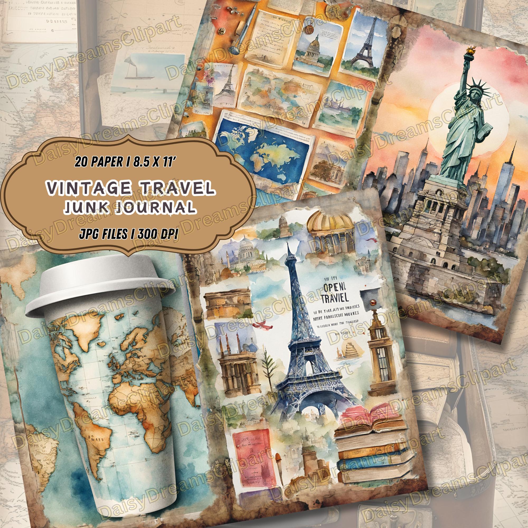 Vintage Travel Junk Journal Kit: Printable Scrapbook Pages (digital ...