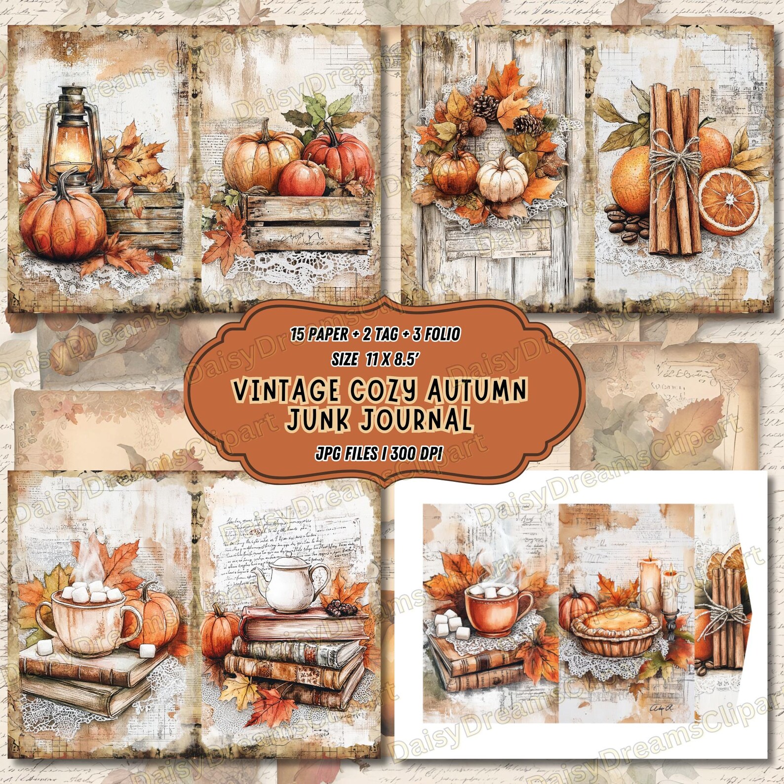 Vintage Autumn Junk Journal Kit: Cozy Fall Scrapbooking Paper (digital ...