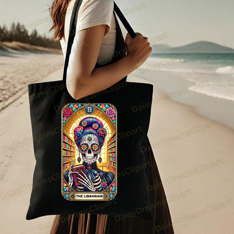 Skeleton Librarian Tarot Card PNG: Funny Skull Design (digital Download ...