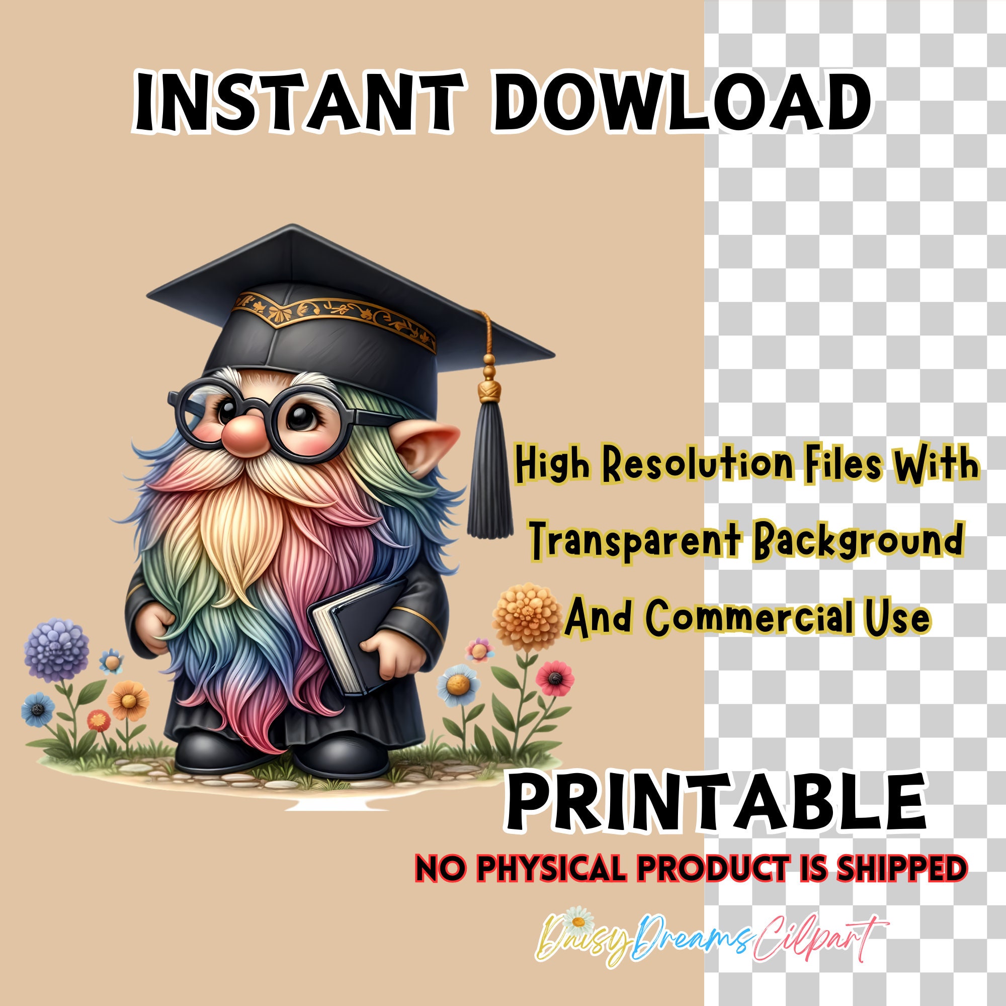 Watercolor Graduation Gnome Clipart - 21 PNG Graduation Ornament ...
