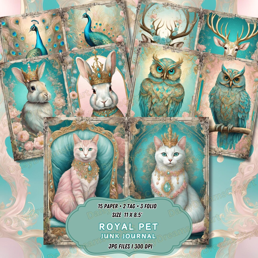 Royal Pets Junk Journal Kit: Shabby Chic Ephemera (digital Download) - Etsy
