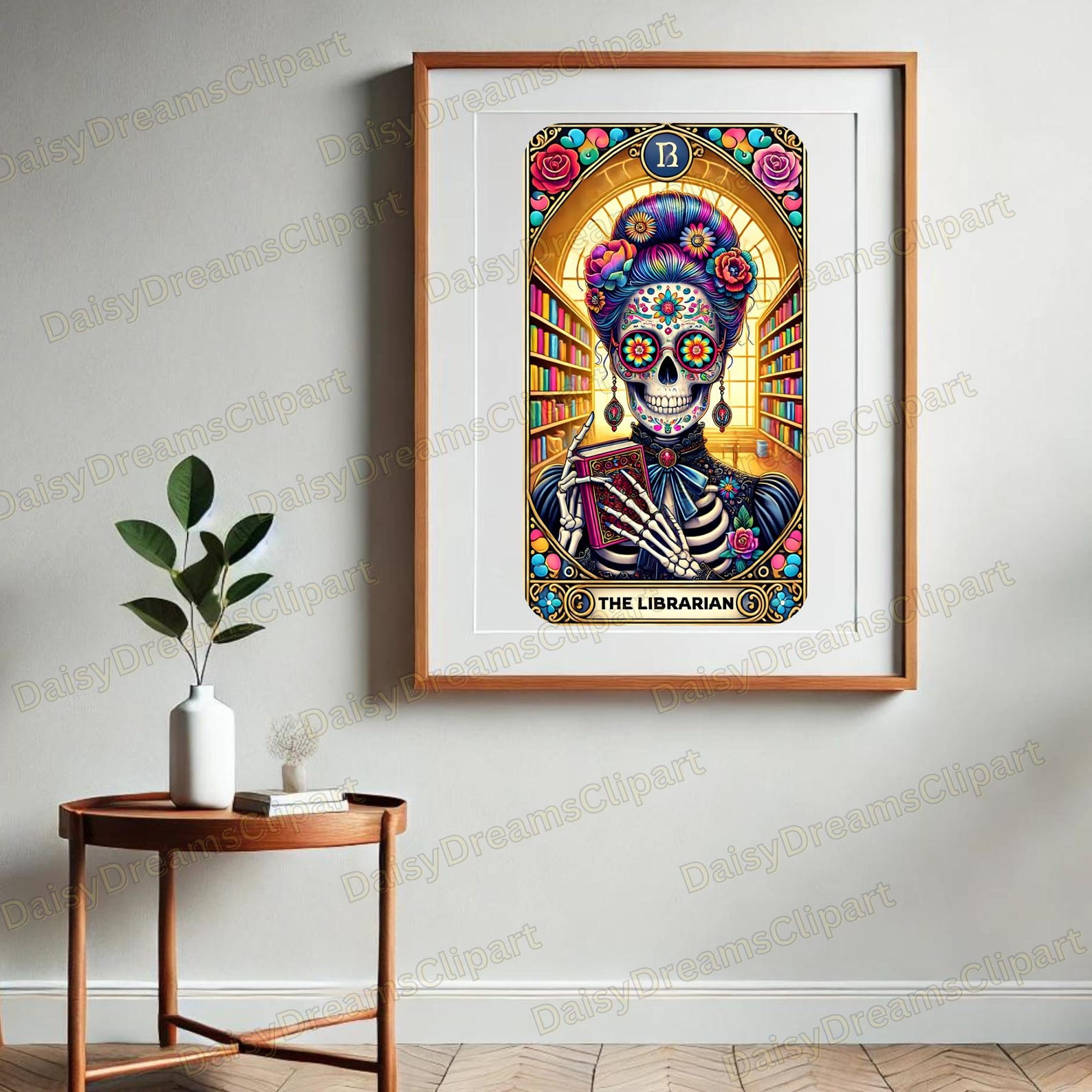 Skeleton Librarian Tarot Card PNG: Funny Skull Design (digital Download ...