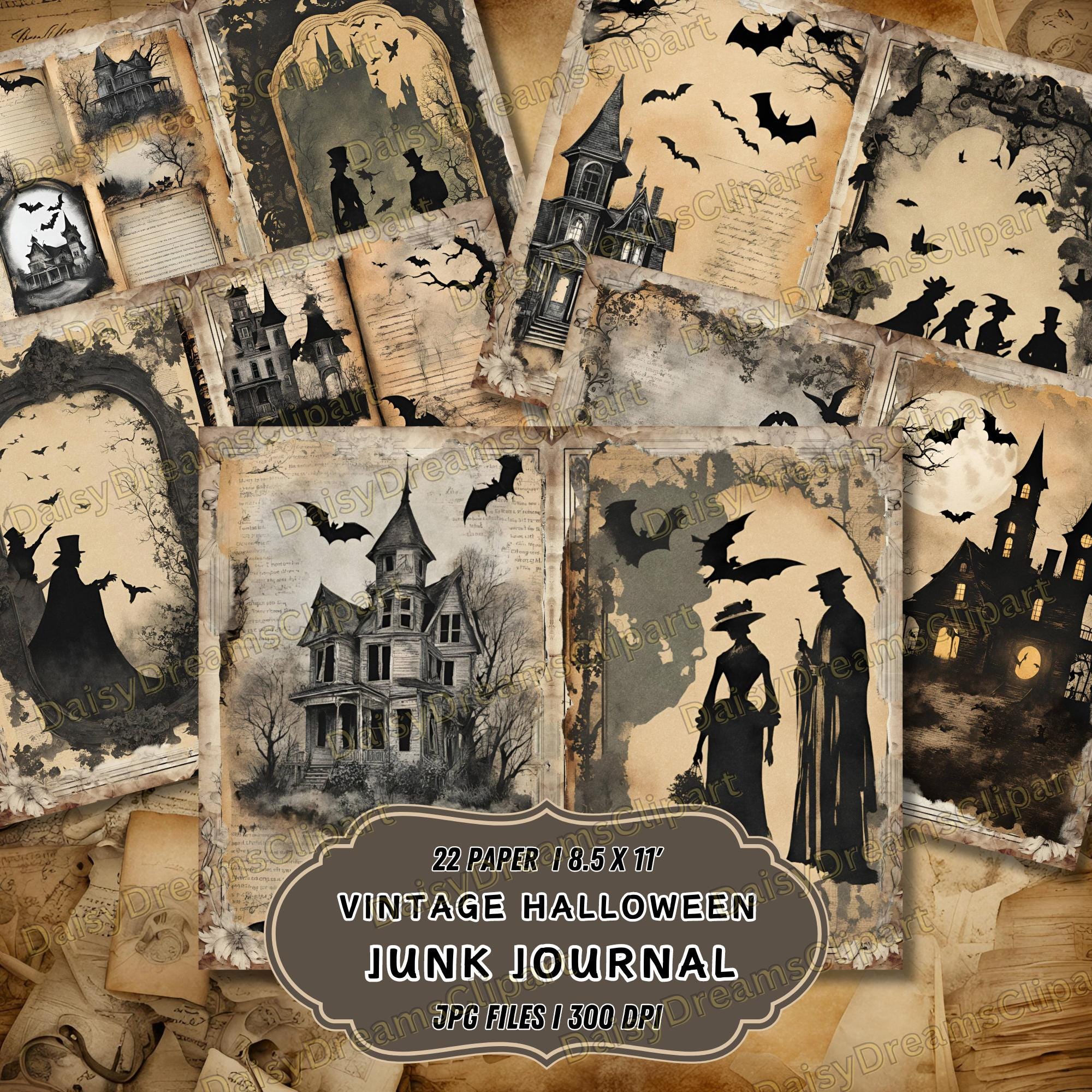 Vintage Halloween Junk Journal Kit | Watercolor Halloween Printables ...