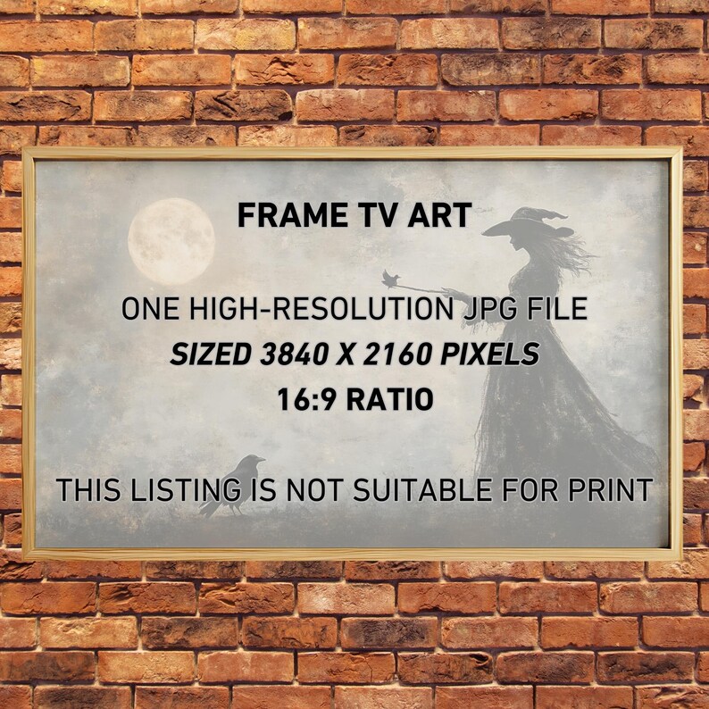 Vintage Halloween Witch Frame TV Art | Moody Witchy Decor |dark Witch ...