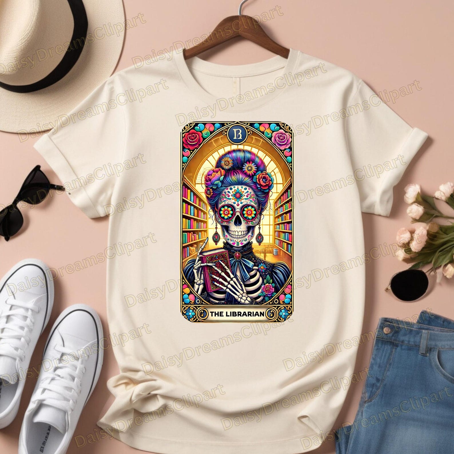 Skeleton Librarian Tarot Card PNG: Funny Skull Design (digital Download ...