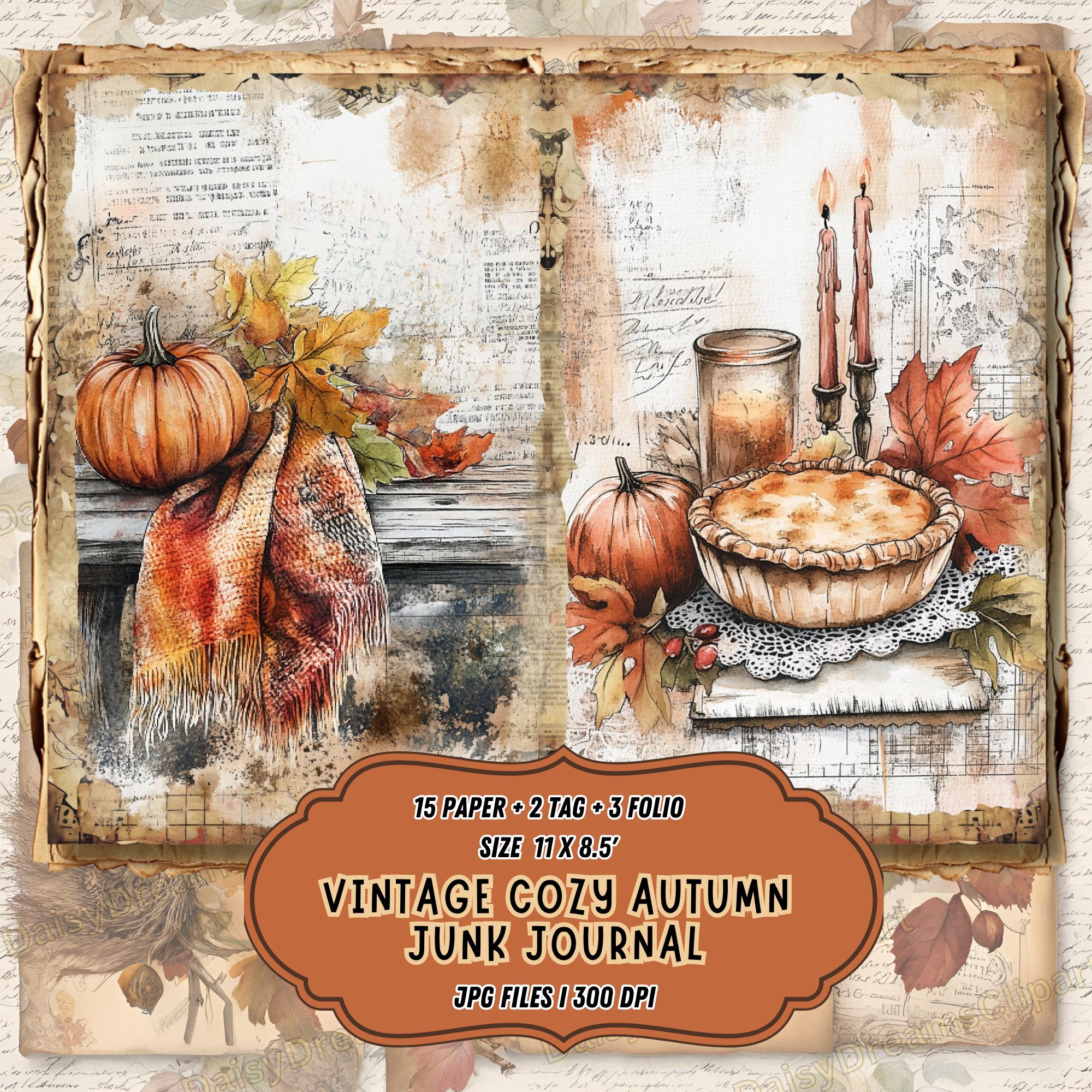 Vintage Autumn Junk Journal Kit: Cozy Fall Scrapbooking Paper (digital ...