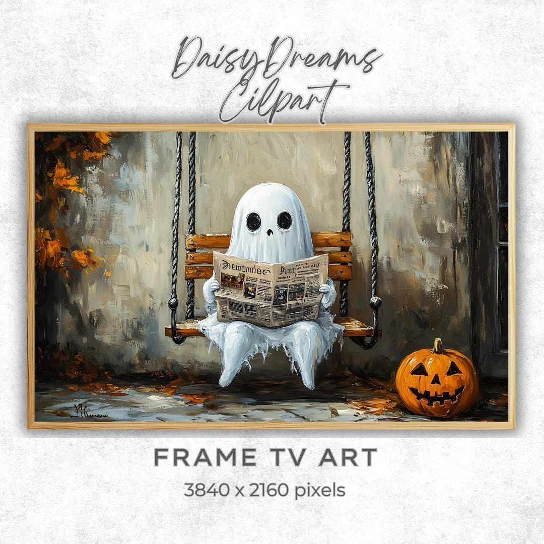 Cute Ghosts on Swings Frame TV Art | Spooky Halloween TV Art | Vintage ...
