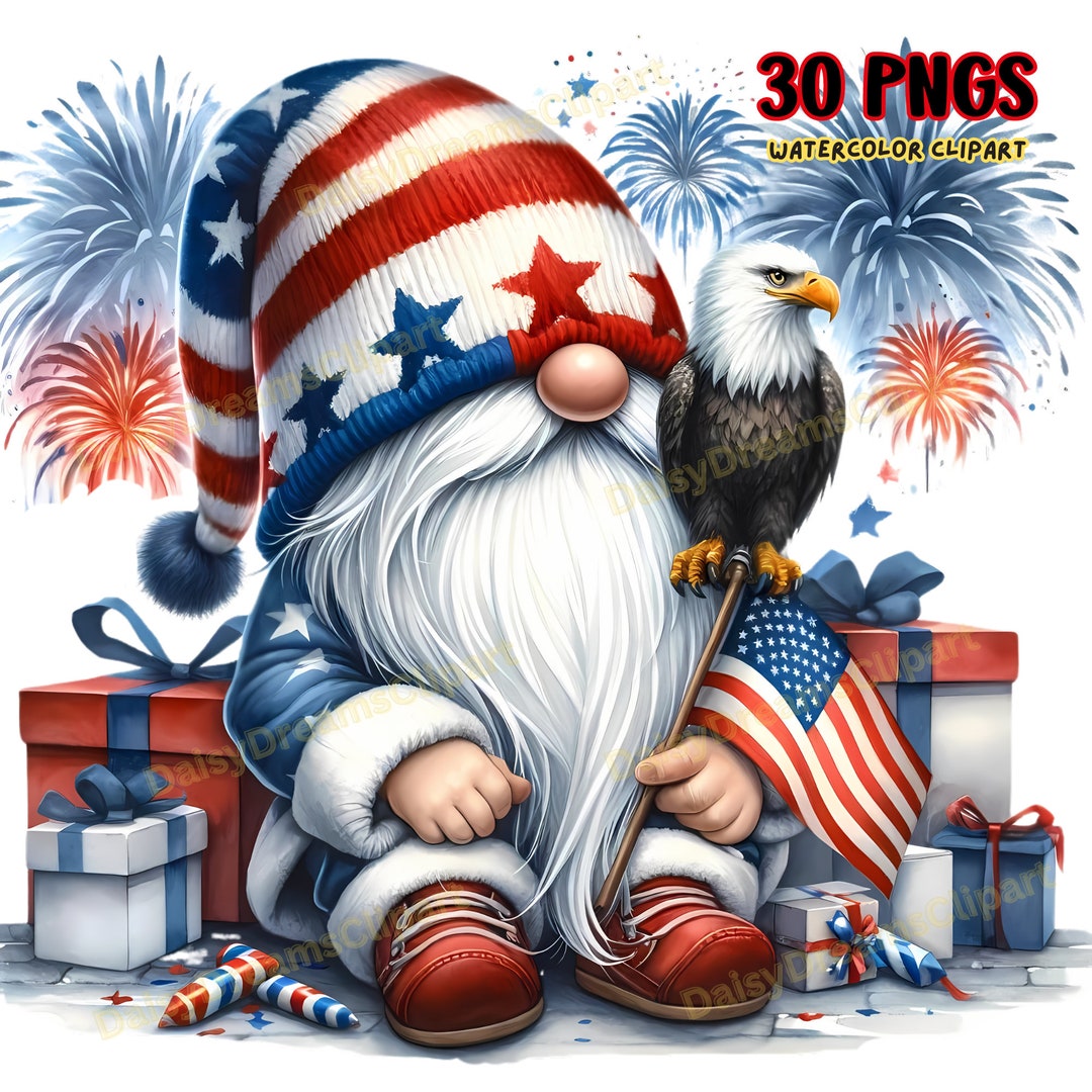 Patriotic Gnome Clipart Bundle -30 Pngs for 4th of July| Veteran's Day ...