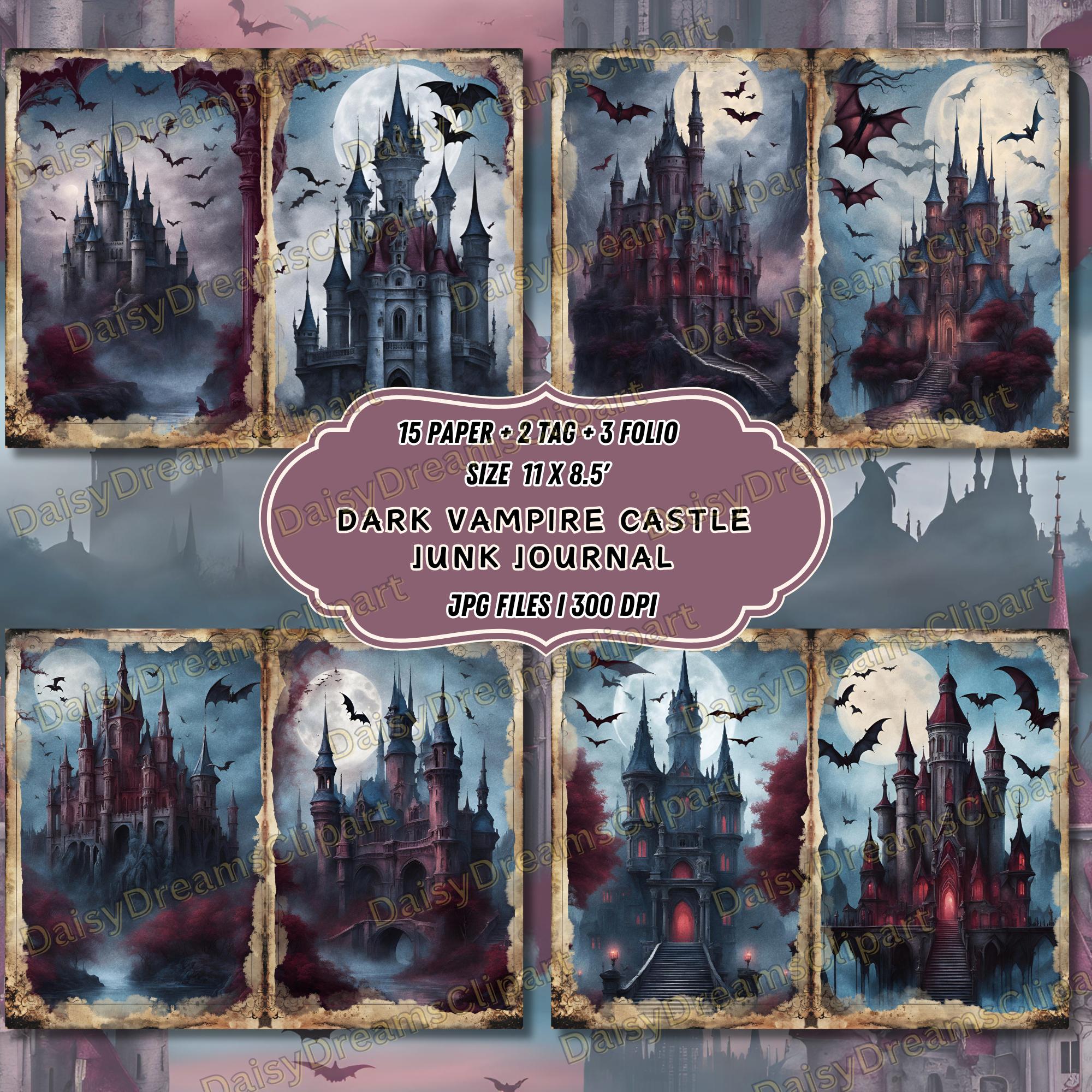 Dark Vampire Castle Junk Journal Kit: Spooky Halloween Scrapbook ...