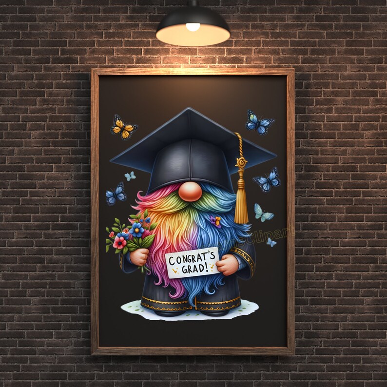 Watercolor Graduation Gnome Clipart - 21 PNG Graduation Ornament ...