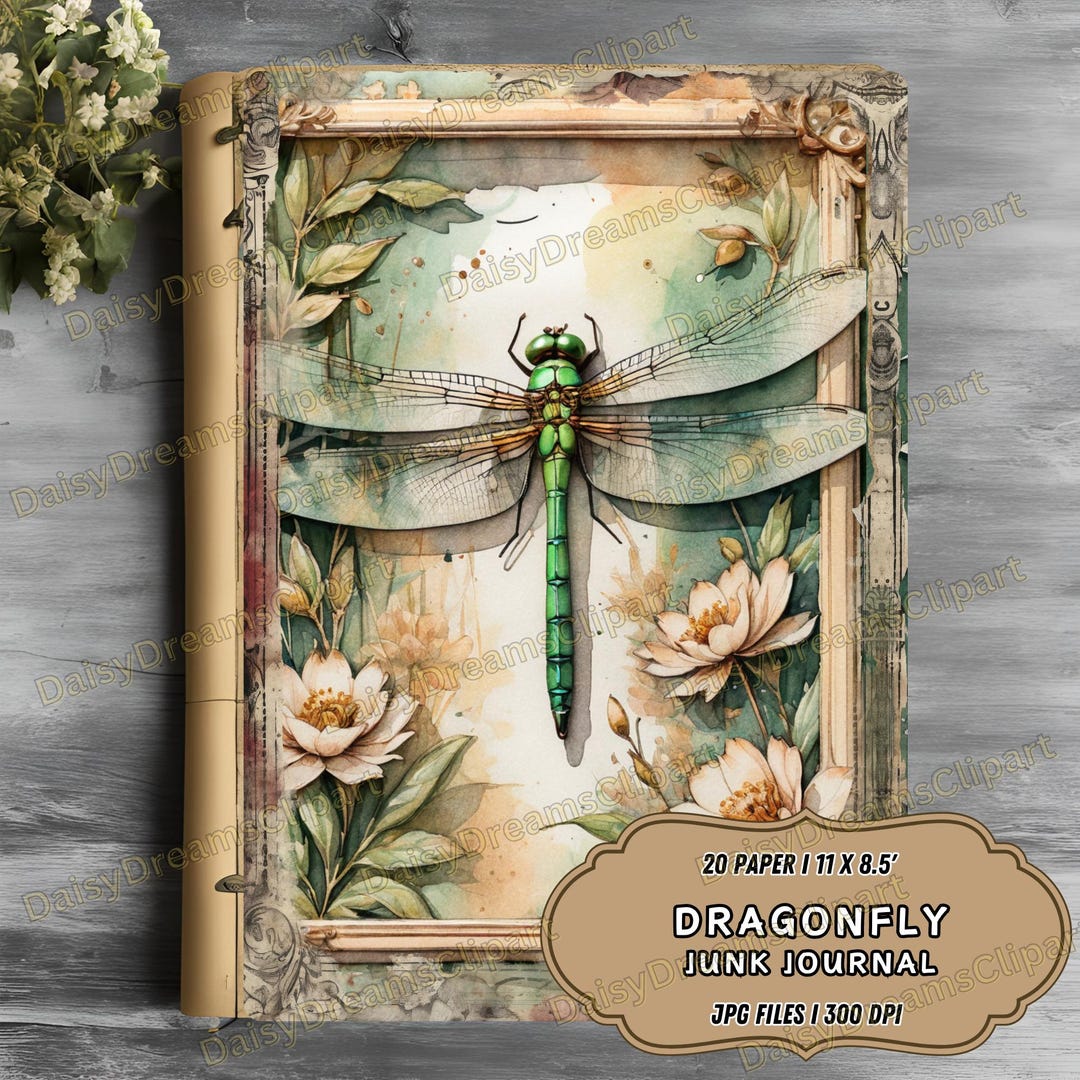 Dragonfly Junk Journal Kit | Vintage Dragonfly Papers | Dragonflies ...