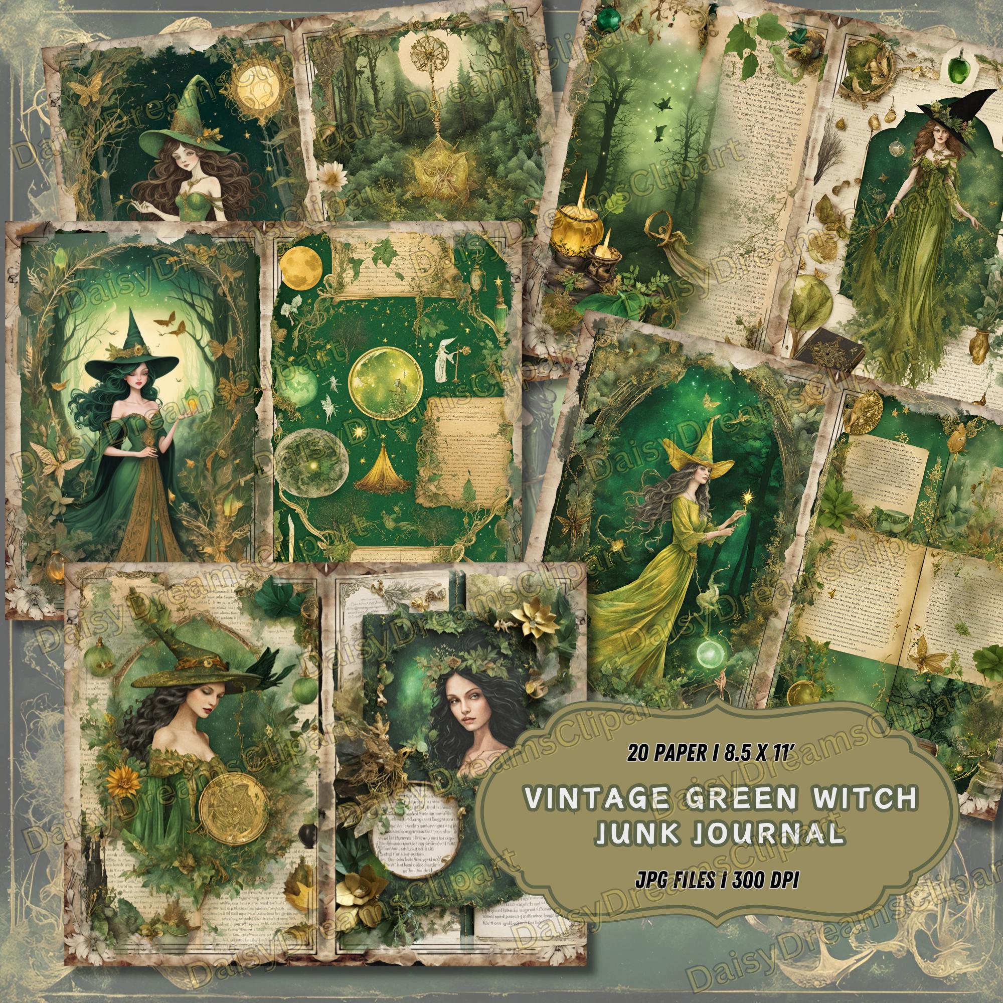 Vintage Green Witch Junk Journal Kit: Spell Book Printables (20 JPG ...