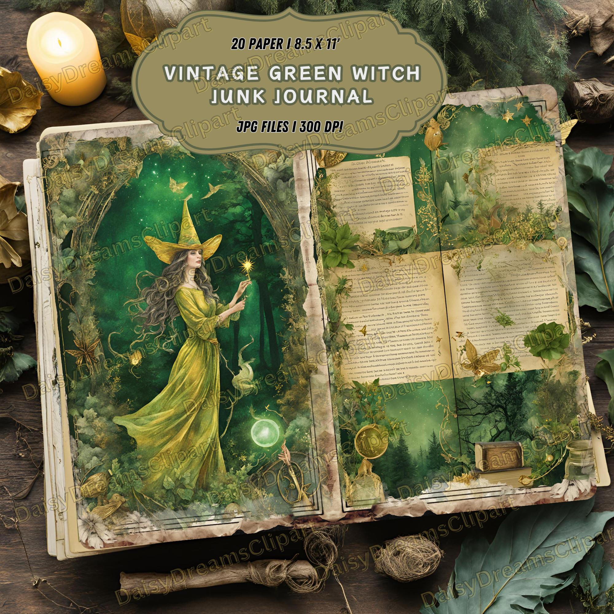 Vintage Green Witch Junk Journal Kit: Spell Book Printables (20 JPG ...