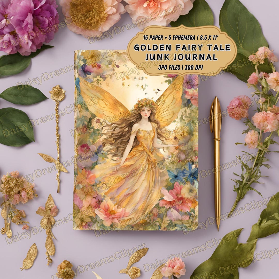 Gold Fairy Tale Journal Kit | Printable Fairytale Ephemera | Golden ...