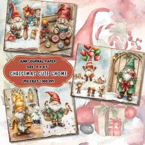 Christmas Gnome Junk Journal Kit | Cute Gnome Journal Pages | Whimsical ...