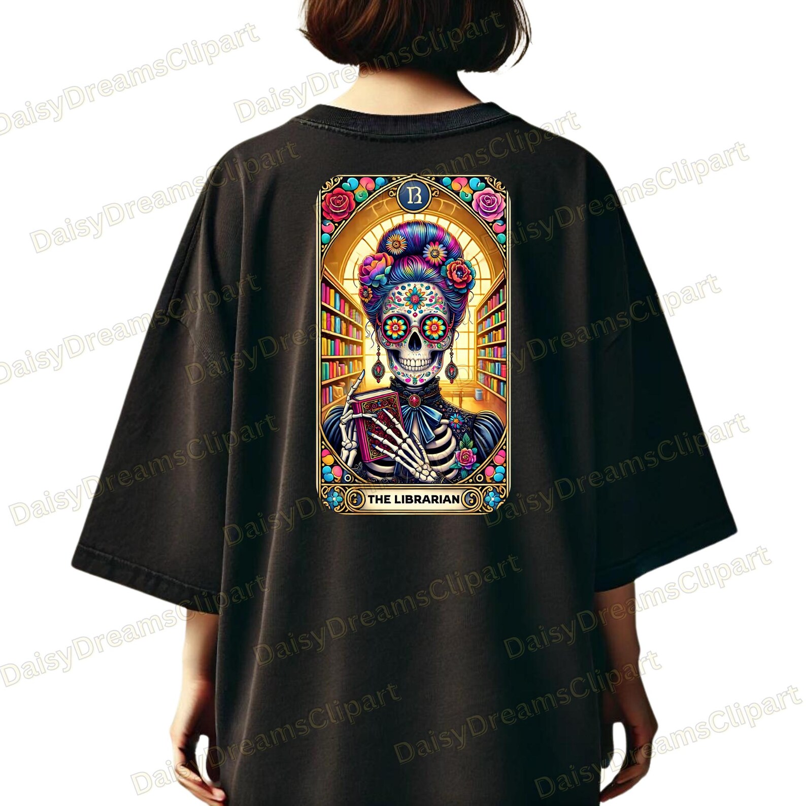 Skeleton Librarian Tarot Card PNG: Funny Skull Design (digital Download ...