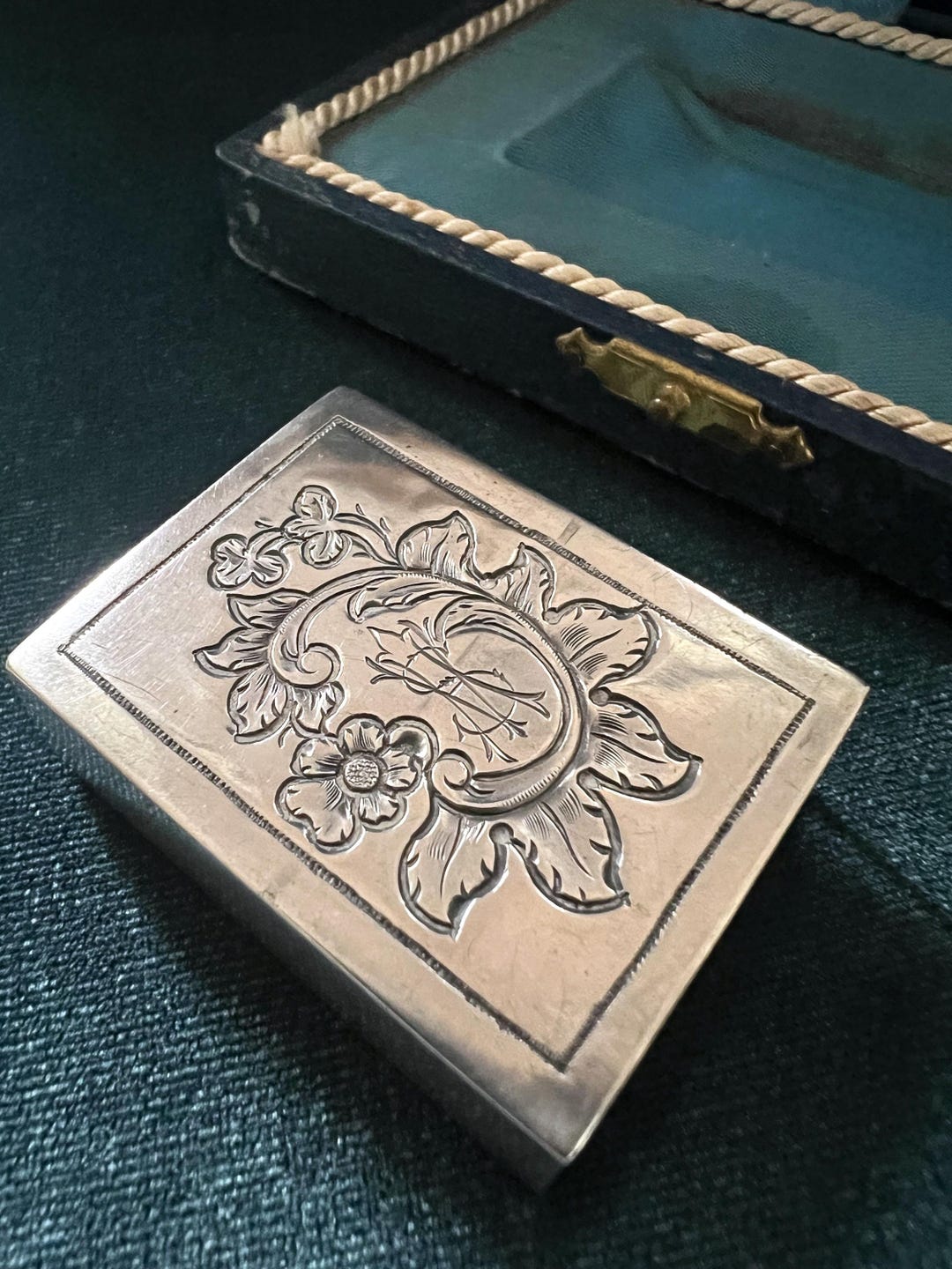 Superb Antique Sterling SILVER Matchbox Case Cover With Flowers, Plants ...