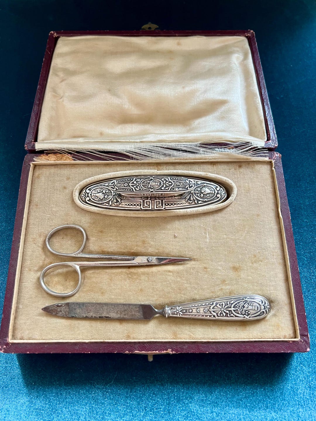 Fantastic Antique French Art Nouveau Sterling SILVER Manicure Set With ...