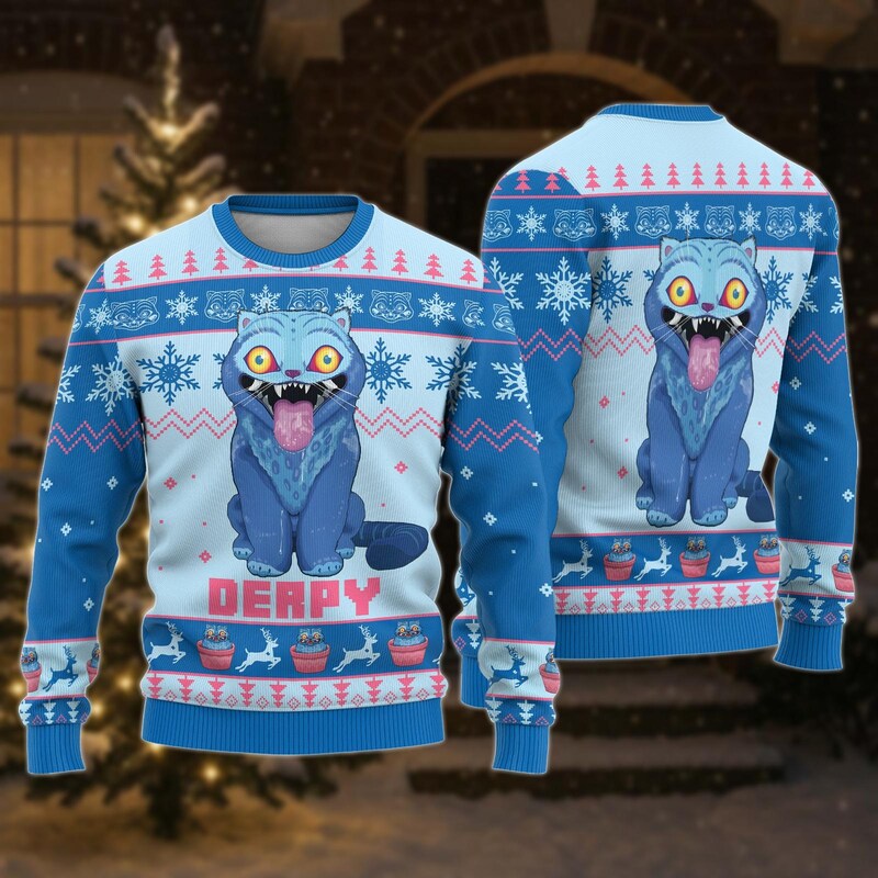 Derpy Cat Christmas Sweater - Etsy