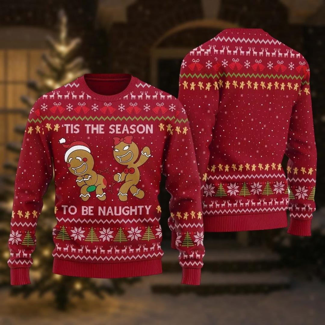 Funny Gingerbread Ugly Christmas Sweater, Naughty Holiday Knit Sweater ...