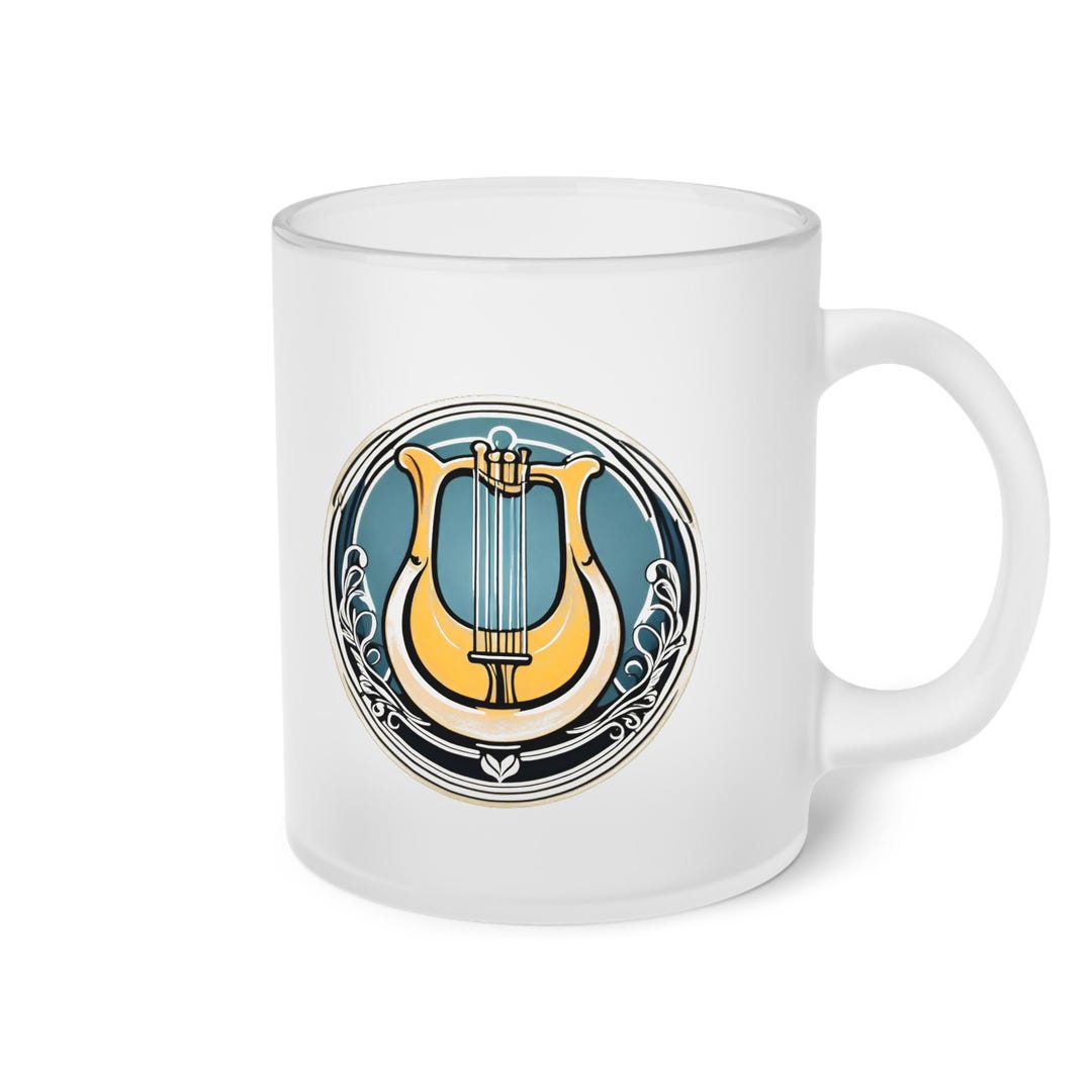 Elegant Frosted Glass Lyre Mug Musical Coffee Cup Symphony Orchestra ...