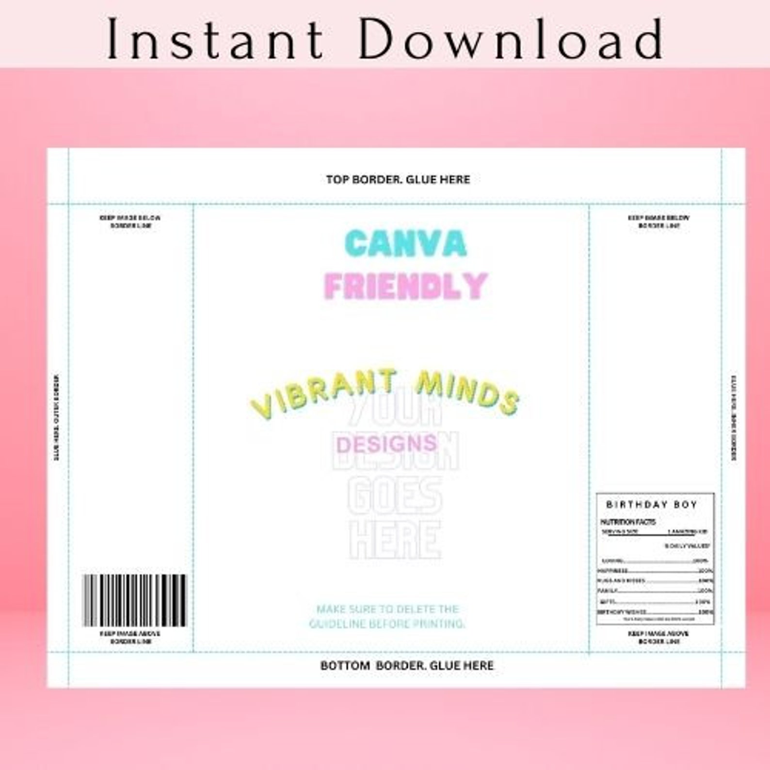 Editable Blank Chip Bag Template for Canva, Party Chip Bag Label, Blank ...