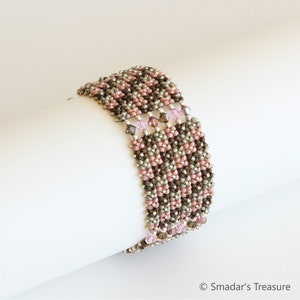 Beading Tutorial, Blooming Bracelet. Pattern With Seed Beads and Crystals. Herringbone ...