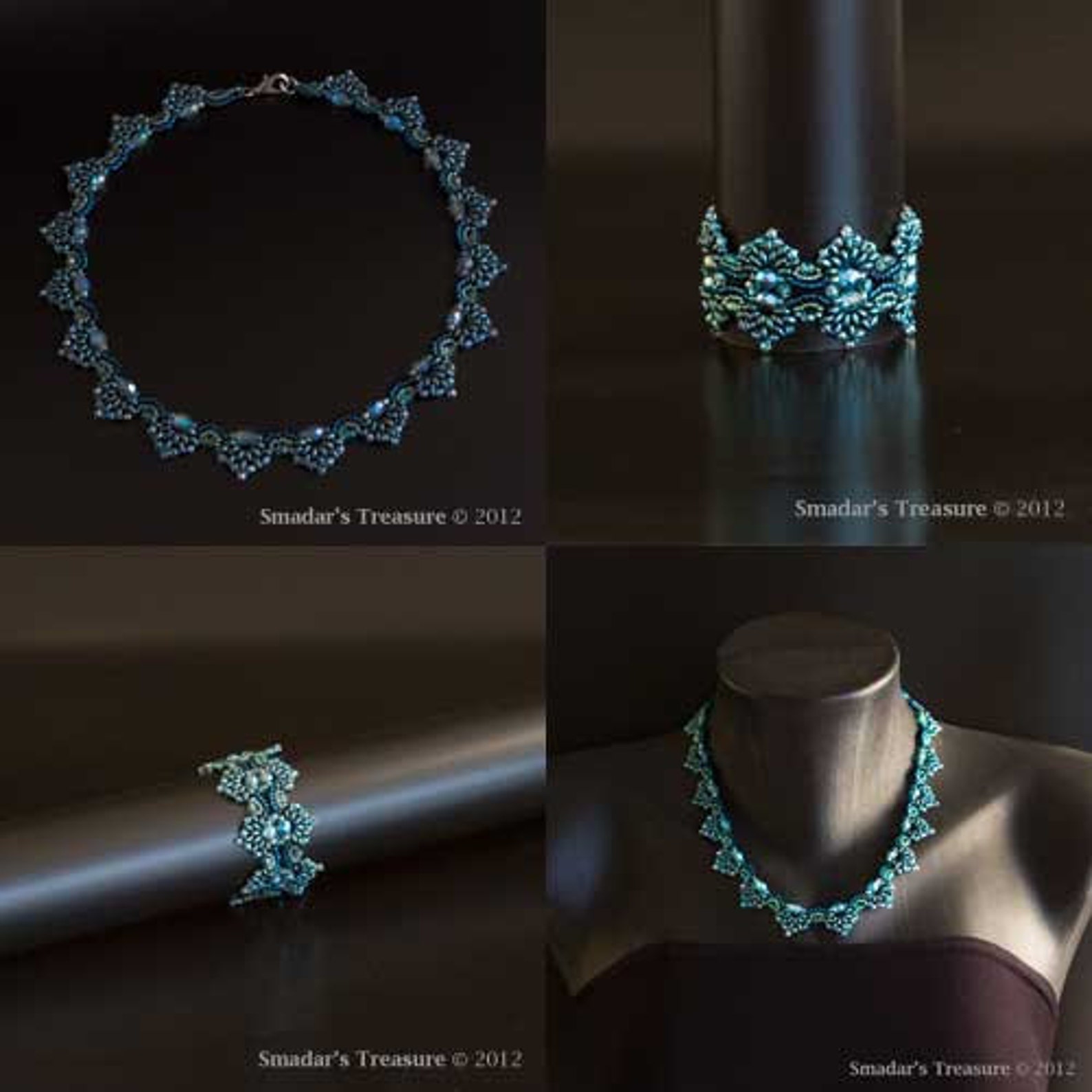 Beading Tutorial, Twin Spades Necklace and Bracelet. Beading Pattern ...