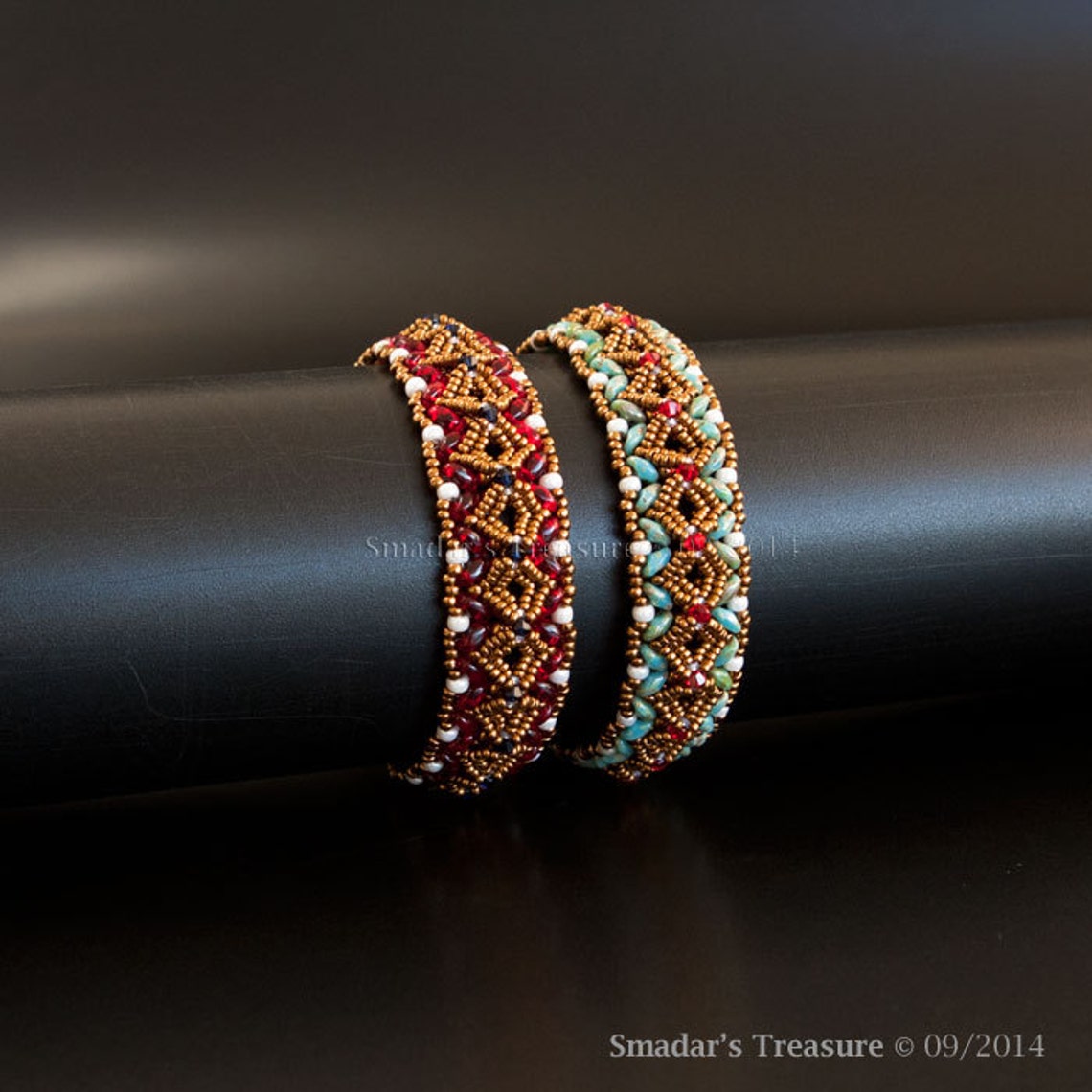 Beading Tutorial, Double Diamond and Lacy Braid Bracelet, 2 in 1 ...