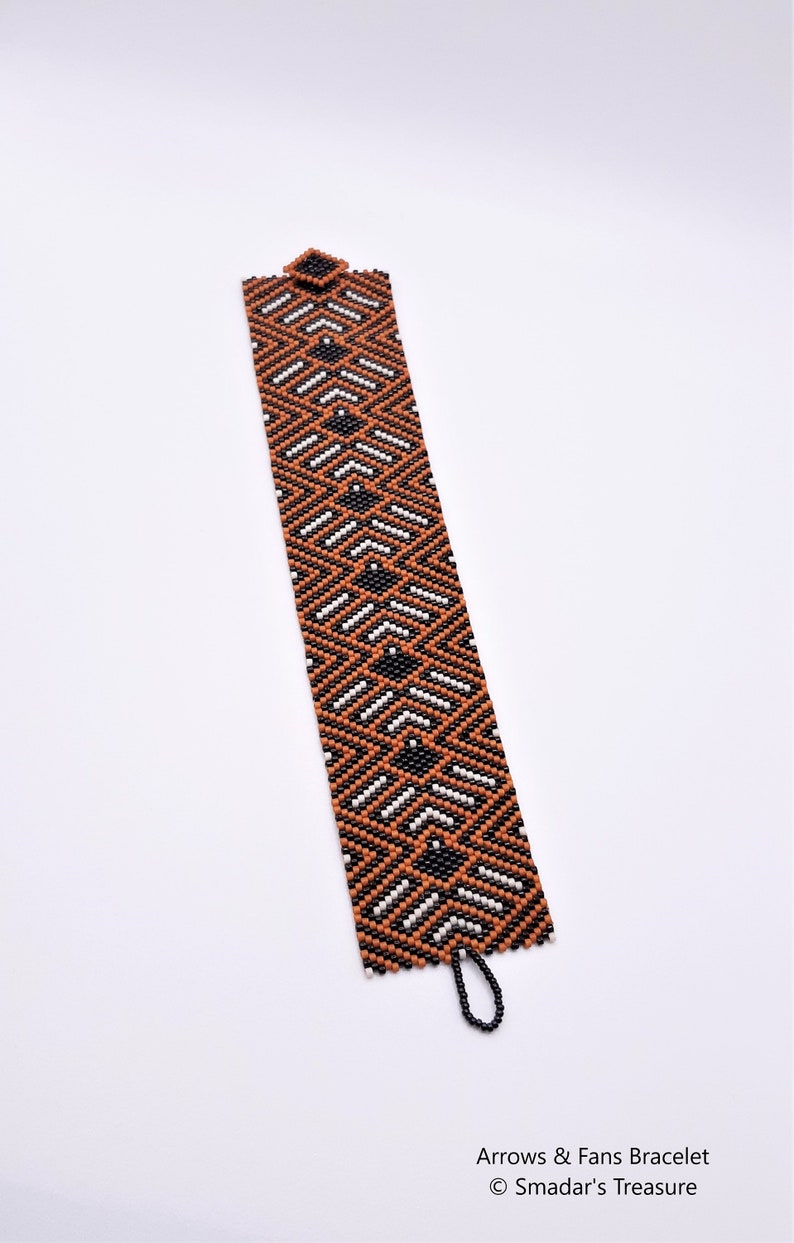 Peyote Bracelet Beading Pattern / Arrows and Fans Cuff / Odd Count ...