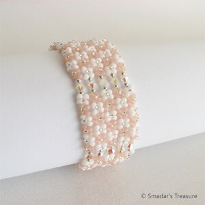 Beading Tutorial, Blooming Bracelet. Pattern With Seed Beads and Crystals. Herringbone ...