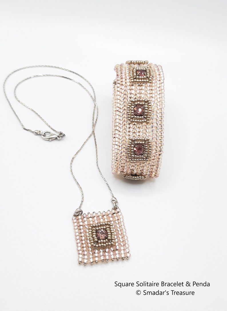 Beading Tutorial Pattern Square Solitaire Bracelet and - Etsy