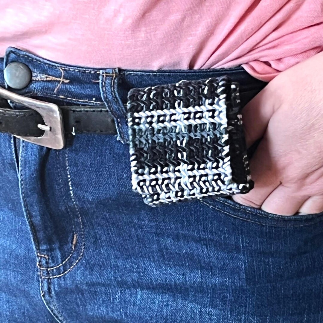 Embroidered Small Pouch in Black, White and Grey. Multifunctional Hang ...