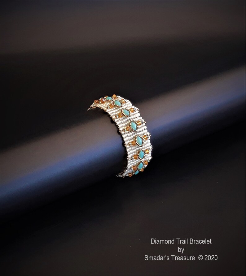 Beading Tutorial. Diamond Trail Bracelet. Beading Pattern With Gem ...