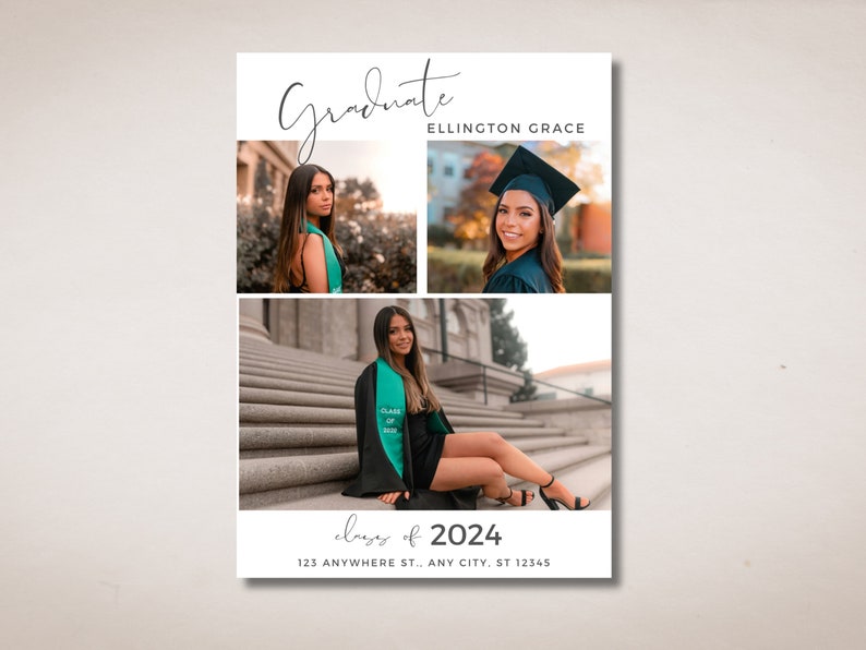 Three Photo Editable Graduation Invite Template, Instant Download ...