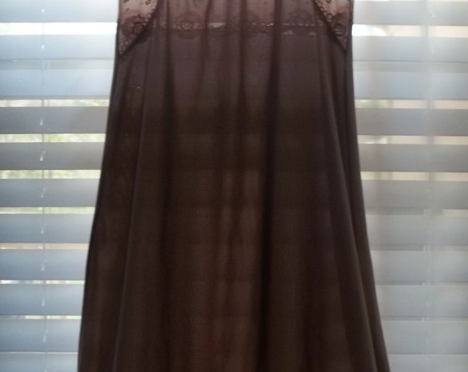 Vintage Lorraine 60s Full Slip Nylon Tricot Lace Chiffon Cocoa Cafe Au ...