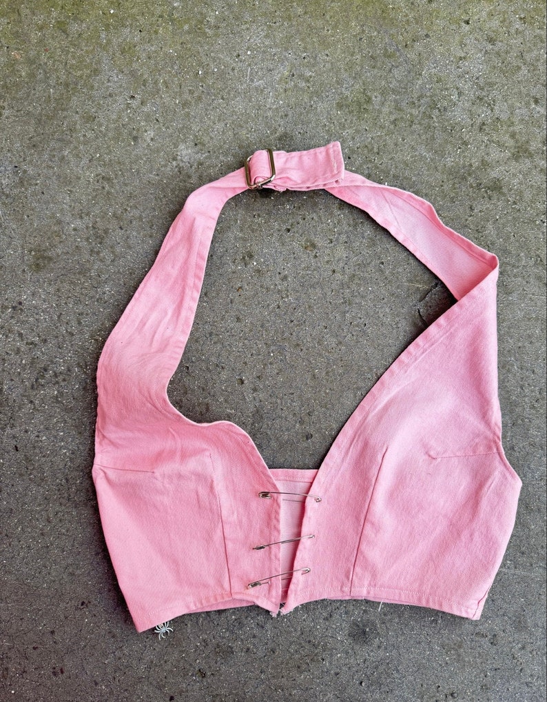 Araknyyd Denim Cotton Halter Top, Soft Pink - Etsy