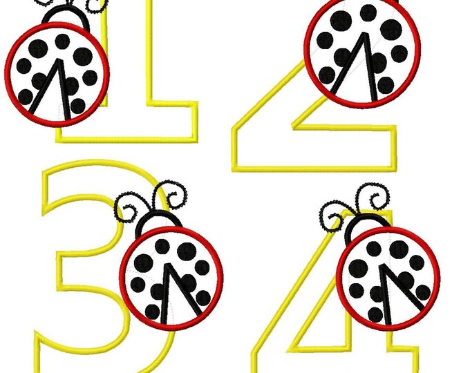 Ladybug Birthday Numbers Chose Any One Applique Design 4x4 5x7 - Etsy