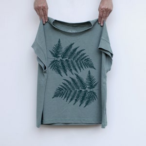 Casual Women's Forest Fern Leaf Boxy Top Mint Green, Plant Mom Clothing ...