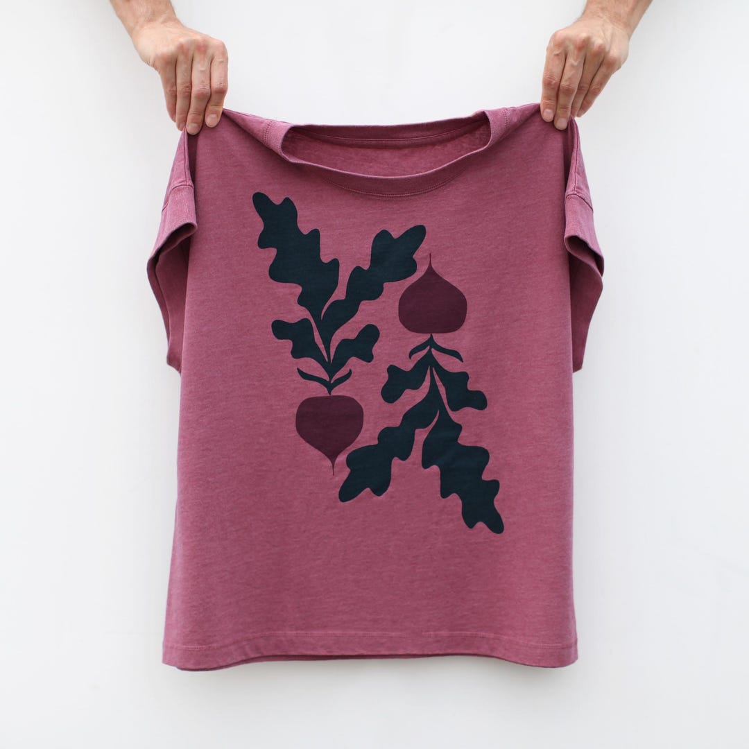 Loose Fit Boxy Tee With Red Beets Botanical Screenprint, Winter ...