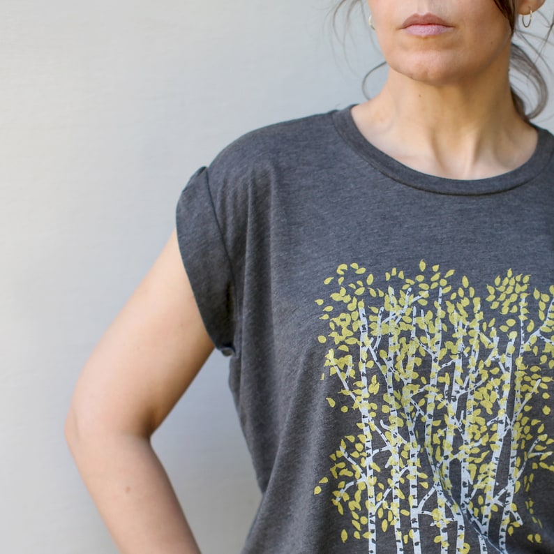 Bryce Canyon Aspen Forest Flowy Muscle Tee Dark Gray, Women's Handmade ...