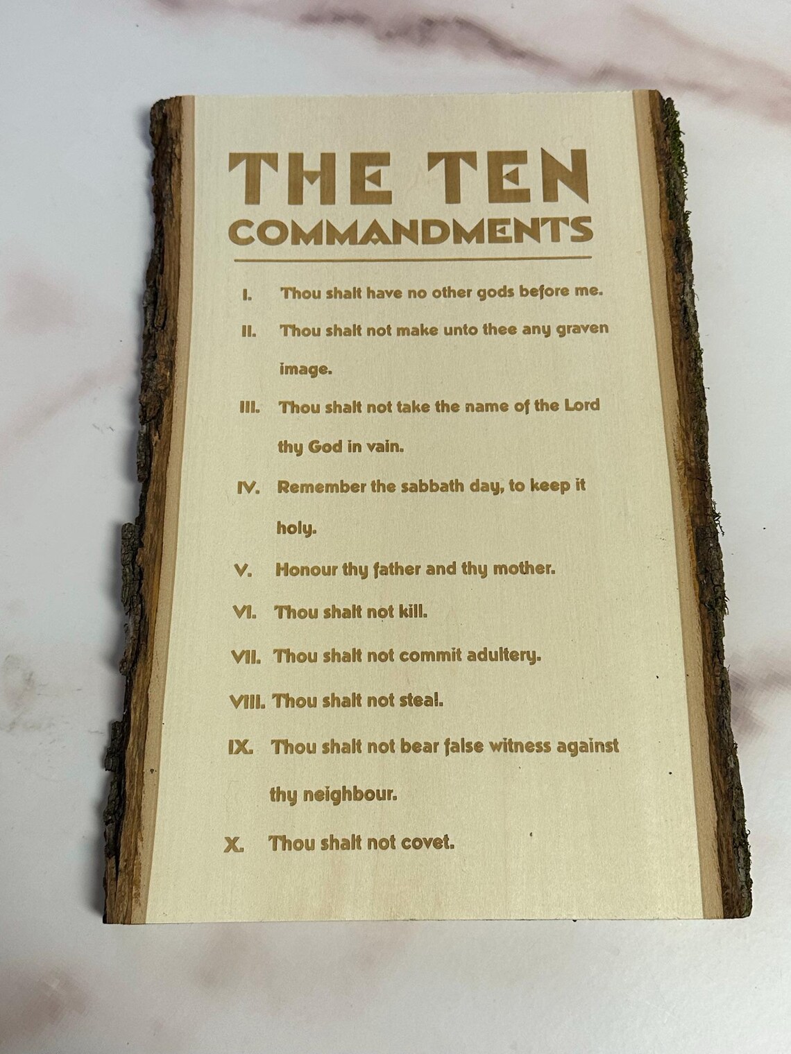 Ten Commandments Wood Sign: Rustic Basswood Plank, Religious Home Decor ...