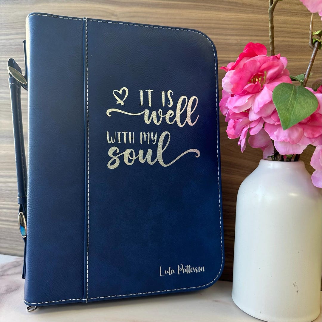 Custom "it is Well" Bible Cover: Laser-engraved Leatherette, Christian ...