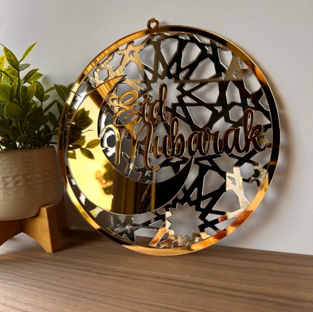 Acrylic Mirror Eid Mubarak Wreath, Eid Mubarak Sign, Eid Mubarak Decor ...