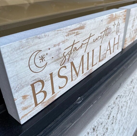 Start With Bismillah End With Alhumdulilah Hanging Sign, Ramadan Decor ...