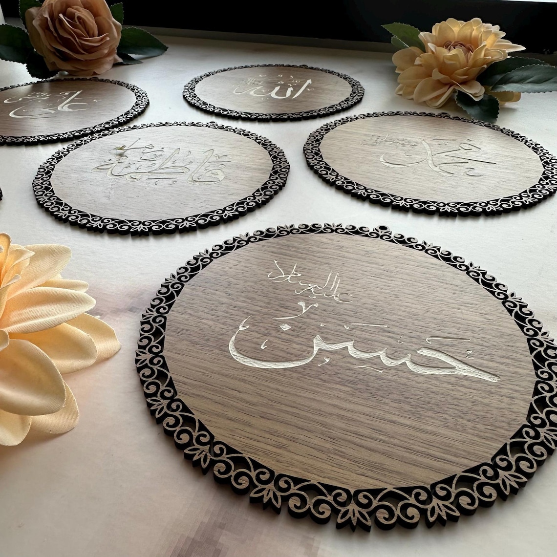 Engraved Wood Panjatan Discs: Islamic Home Art, Eid Gift - Etsy